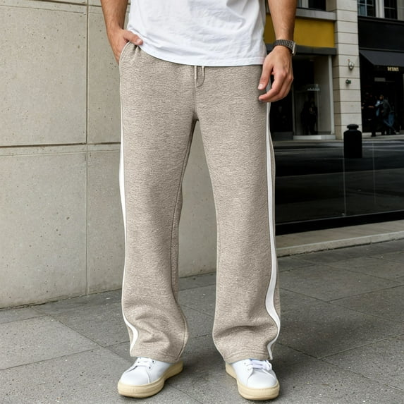 Adeawade Pants For Mens Wide Leg Loose Fit Pants Solid Color Pants Mid ...