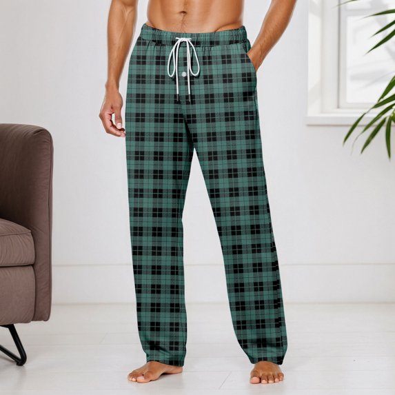 Adeawade Pants For Mens Wide Leg Sleep Pants Elastic Waist Plaid Prints ...