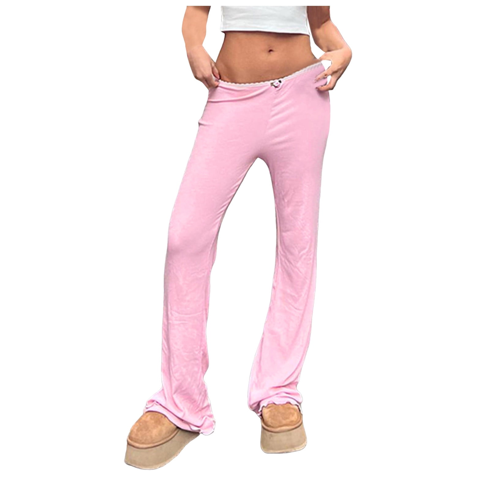 Adeawade Pants For Womens Straight Leg New Lace Small Flowers Rolled ...
