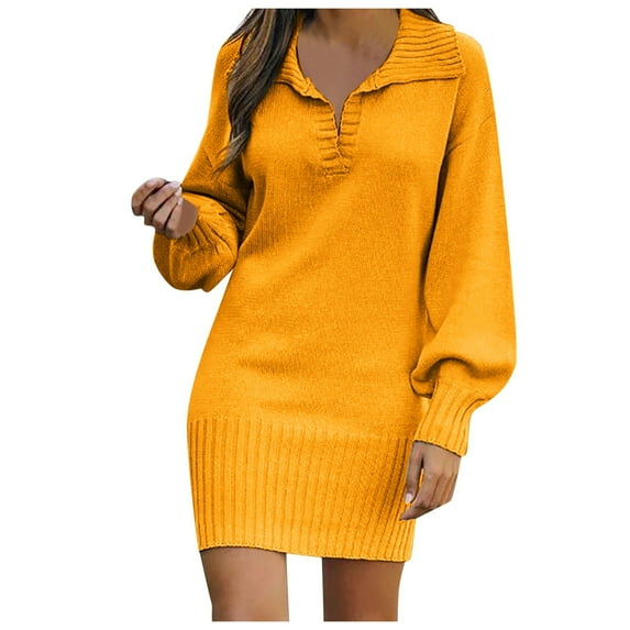 Adeawade Party Dresses For Women Long Sleeve Round Neck Solid Color ...