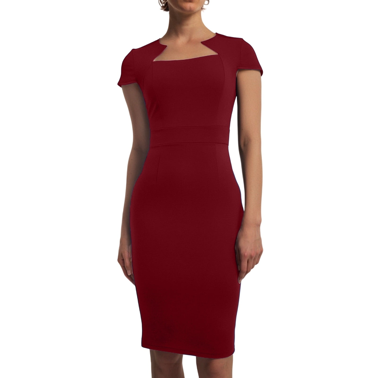 Adeawade Party Dresses For Women Round Neck Short Sleeve Work Dress T ...