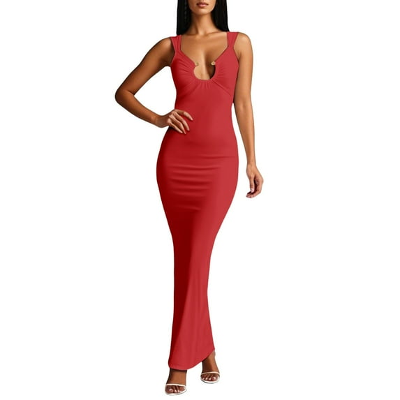 Adeawade Party Dresses For Women V Neck Sleeveless Cut Out Hollow Open ...