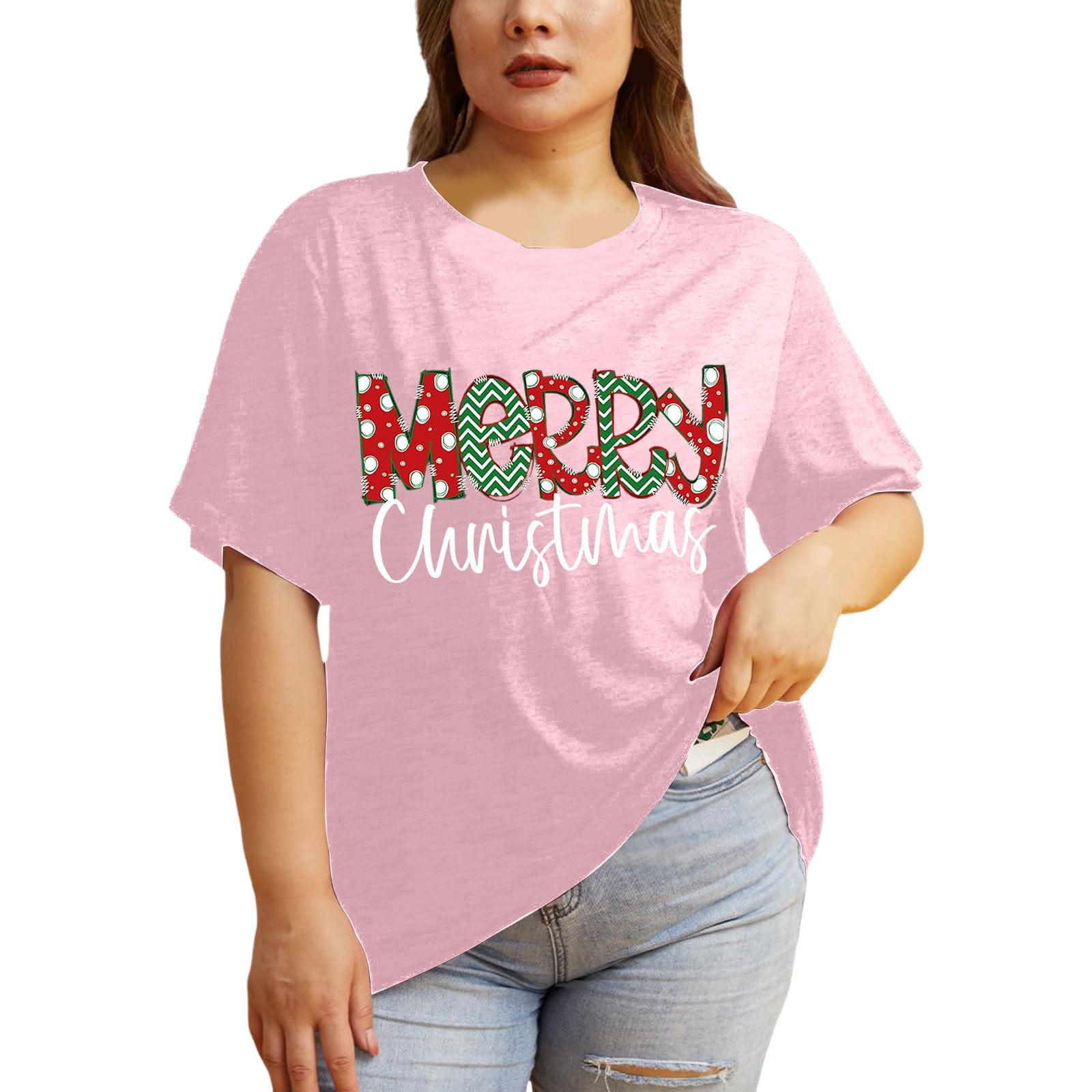 Adeawade Plus Size Christmas Shirts For Women 2025 Winter Short Sleeve ...