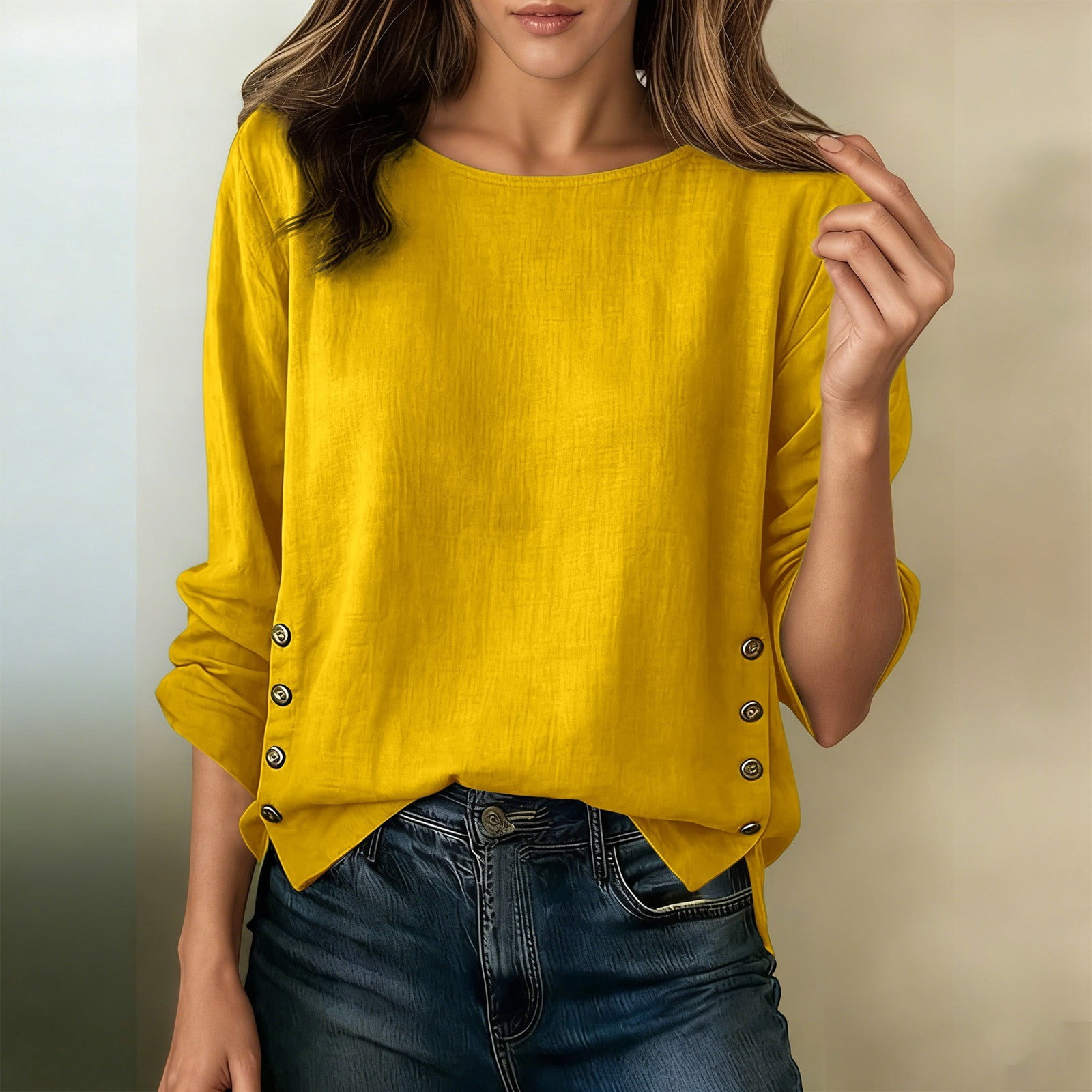 Adeawade Short Sleeve Tops For Women Summer Loose Fit T Shirt Solid ...