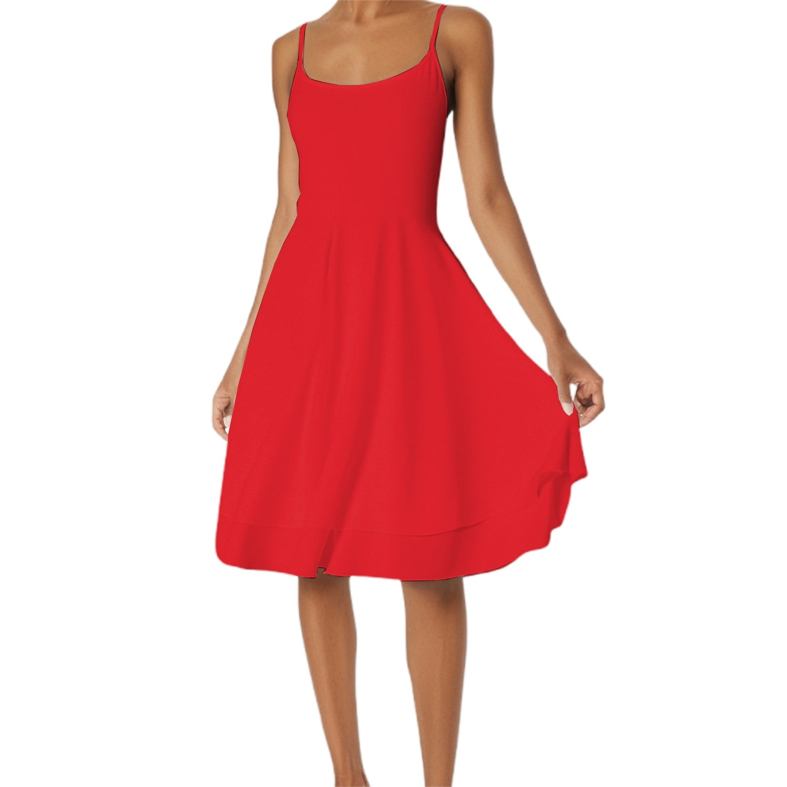 Adeawade Sundresses For Women Square Neck Sleeveless Waist Pleated Mini ...