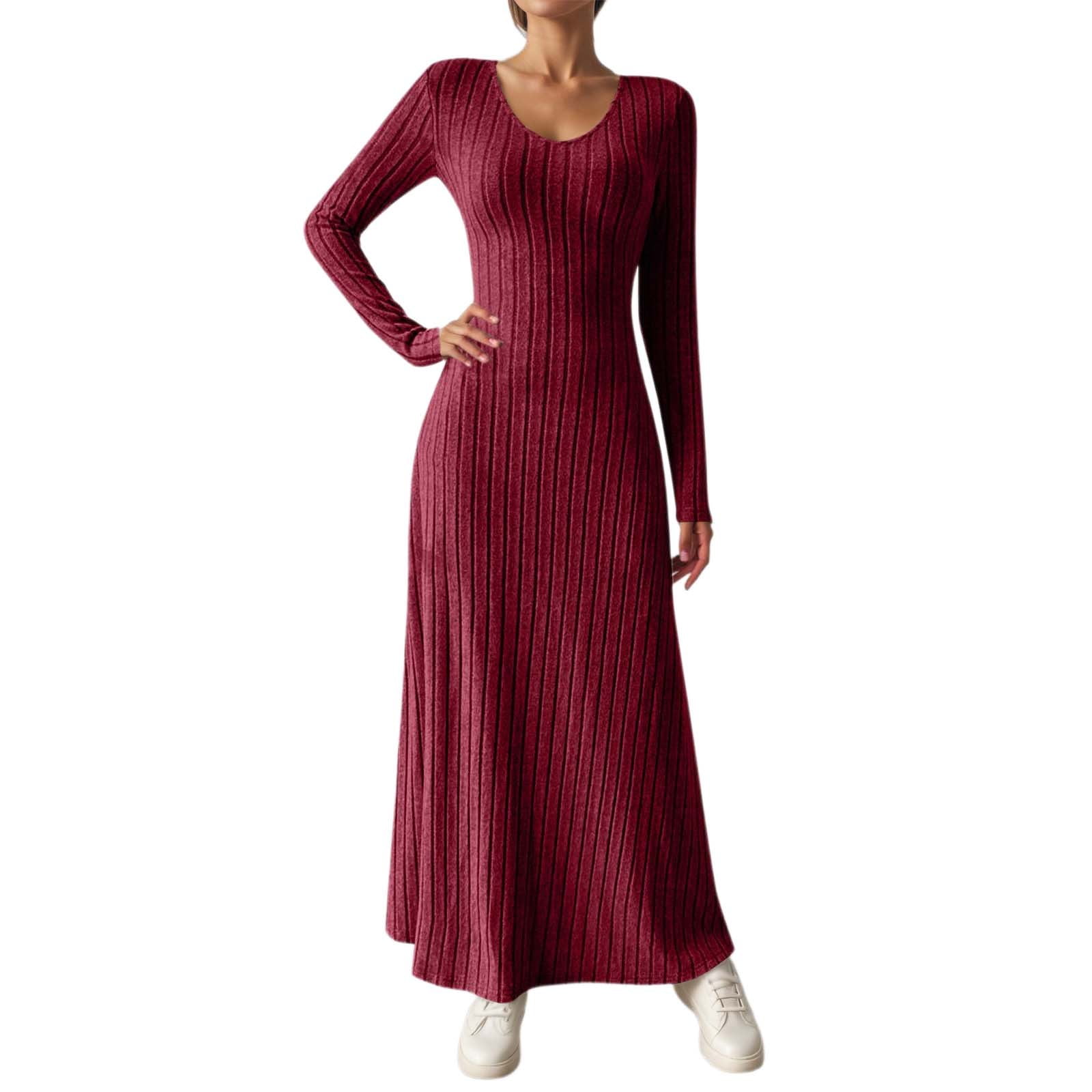 Adeawade Sweaters For Women Knit Sweater Dress Long Sleeve Turtleneck ...