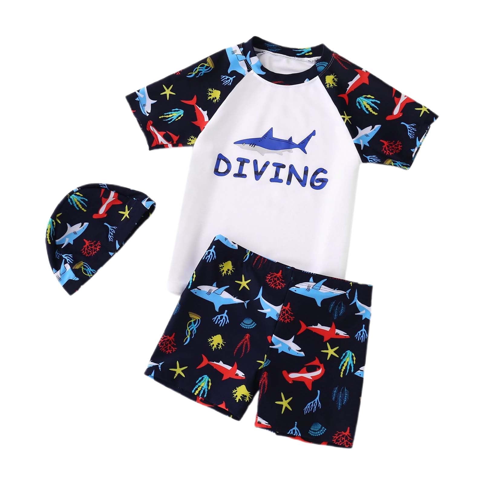 Adeawade Swimsuit For Boy 9-10 Years Short Sleeve Rash Guard Summer Swim Suits Cartoon Prints ...