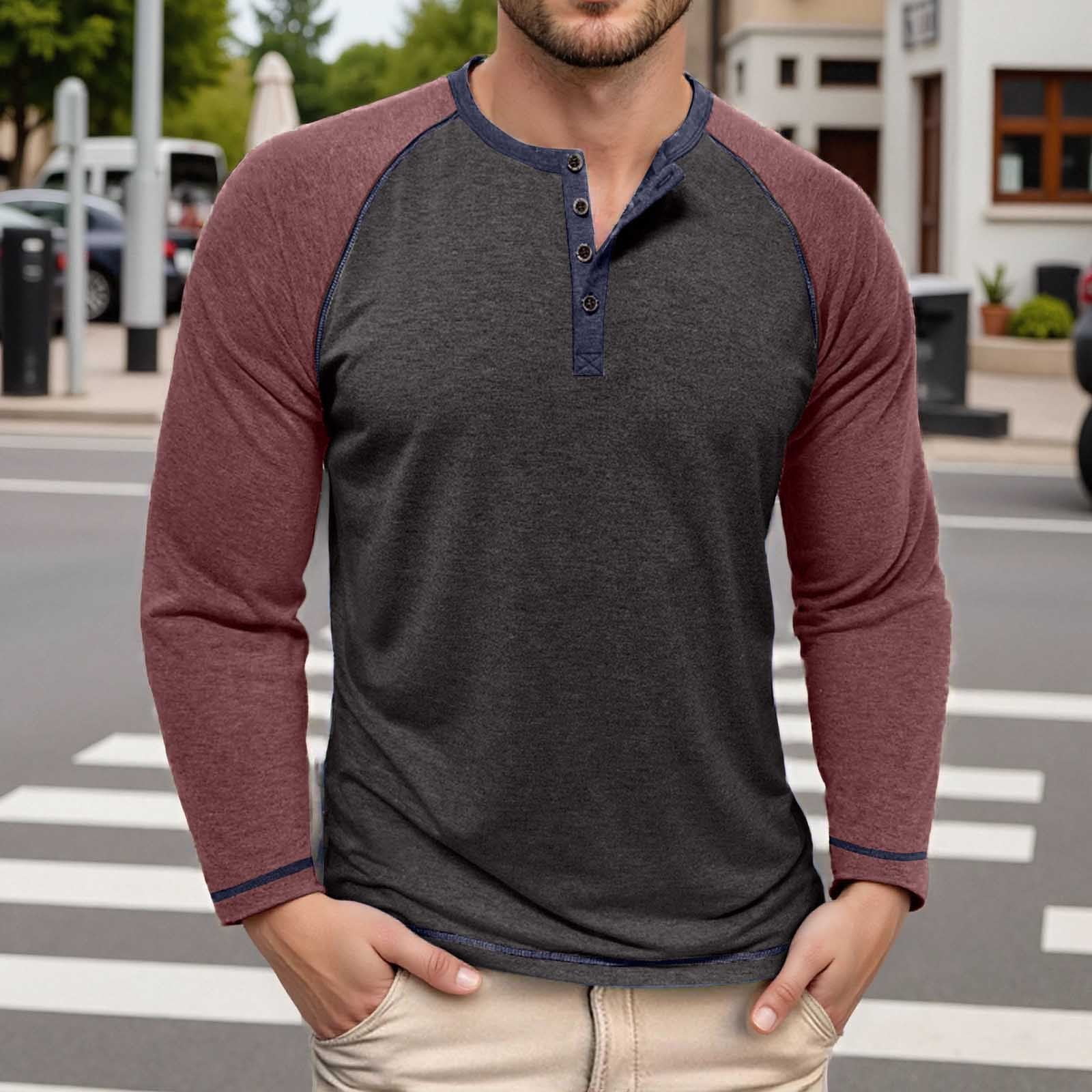 Adeawade T Shirts For Man Slim Fit Basic Tee Round Neck Button Detail ...