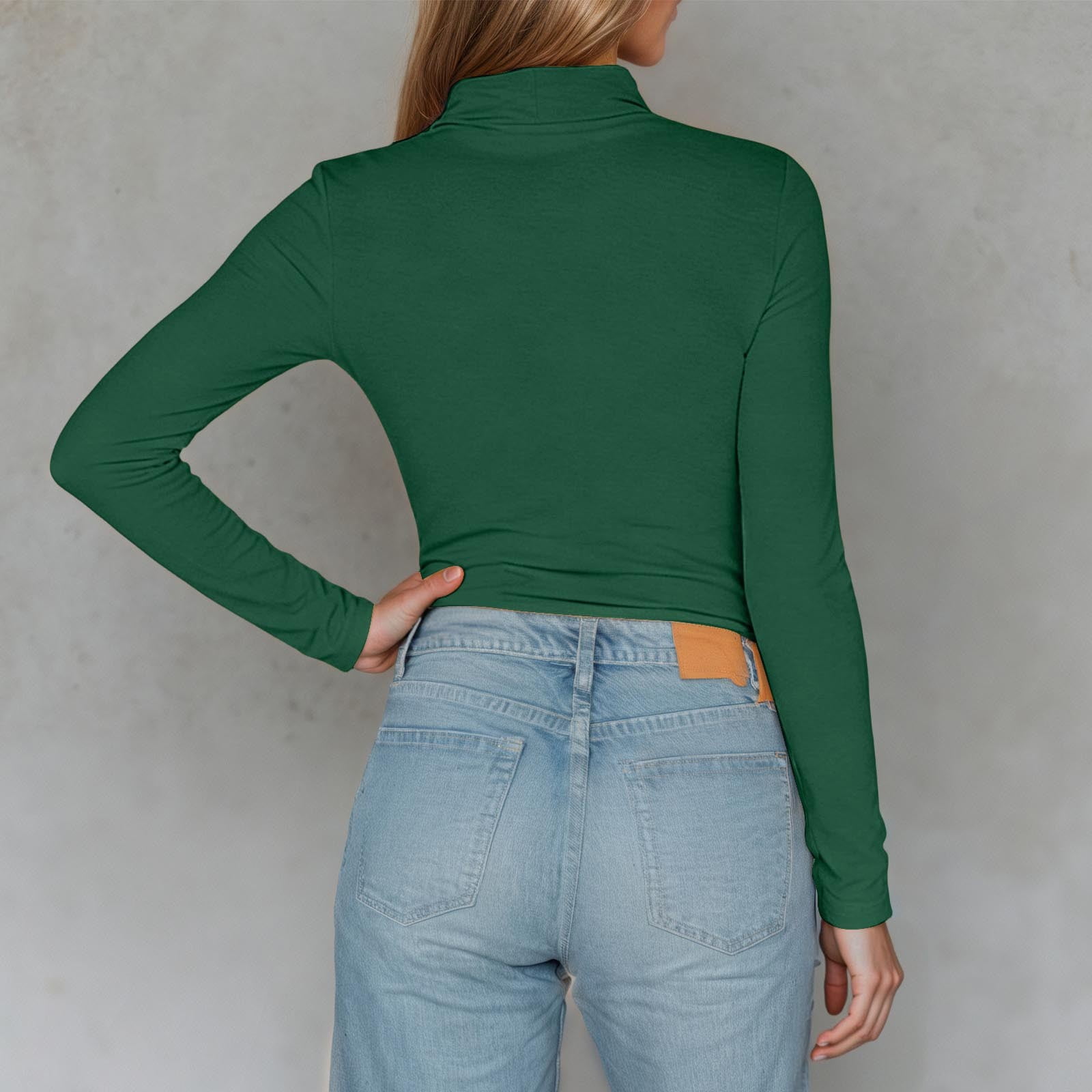 Adeawade T Shirts For Women Long Sleeve Solid Color Tops High Neck ...