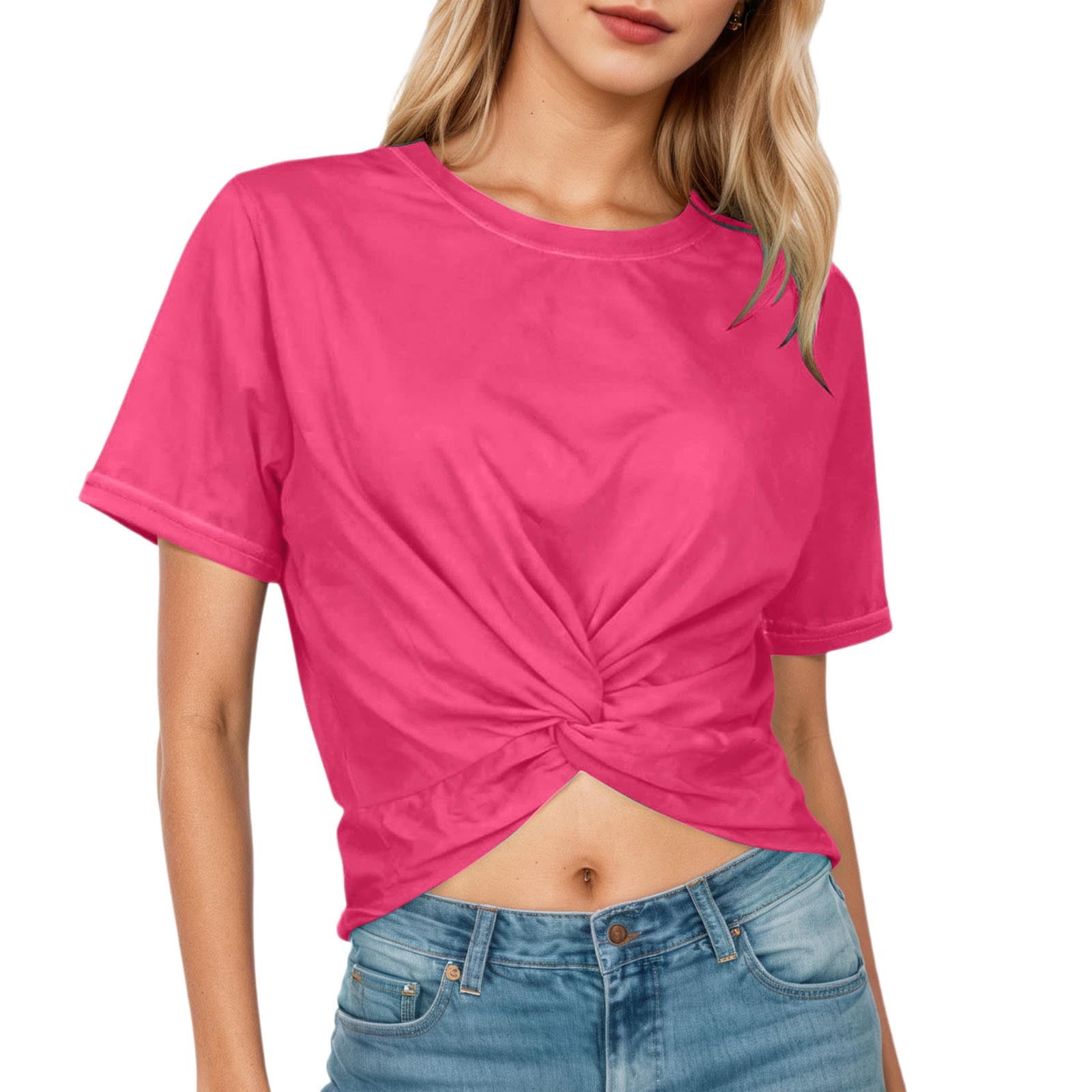 Adeawade T Shirts For Womens Short Sleeve Tee Round Neck Cropped Top ...