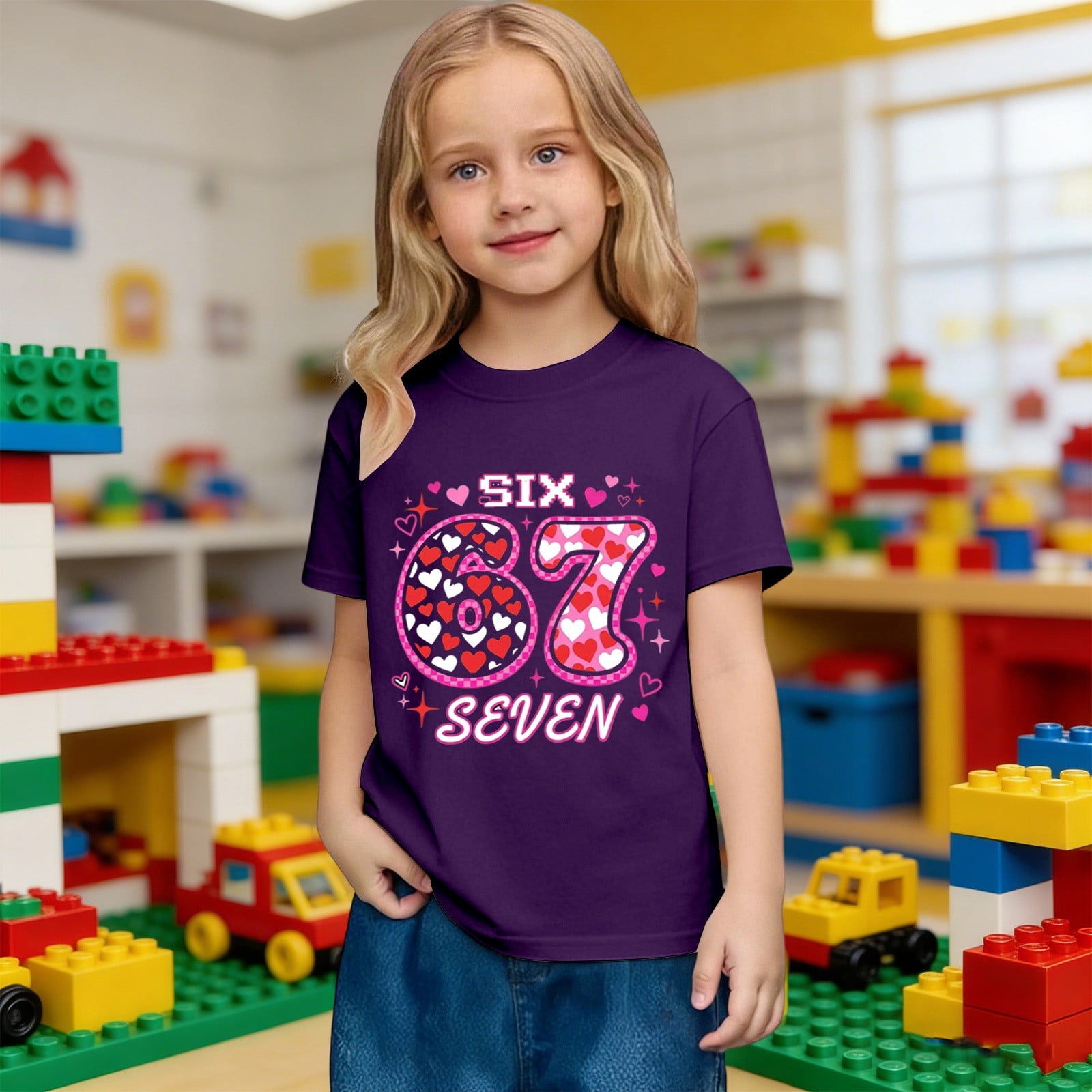 Adeawade T Shirts For Girls Valentine'S Day Short Sleeve Top With ...