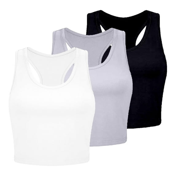 Adeawade Tank Tops Womens Sleeveless 3 Pack Yoga Crop Tops T Shirt ...