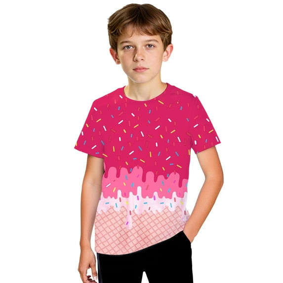 Adeawade Teen Boys Tops Short Sleeve Blouse O Neck Tee Cartoon Ice ...