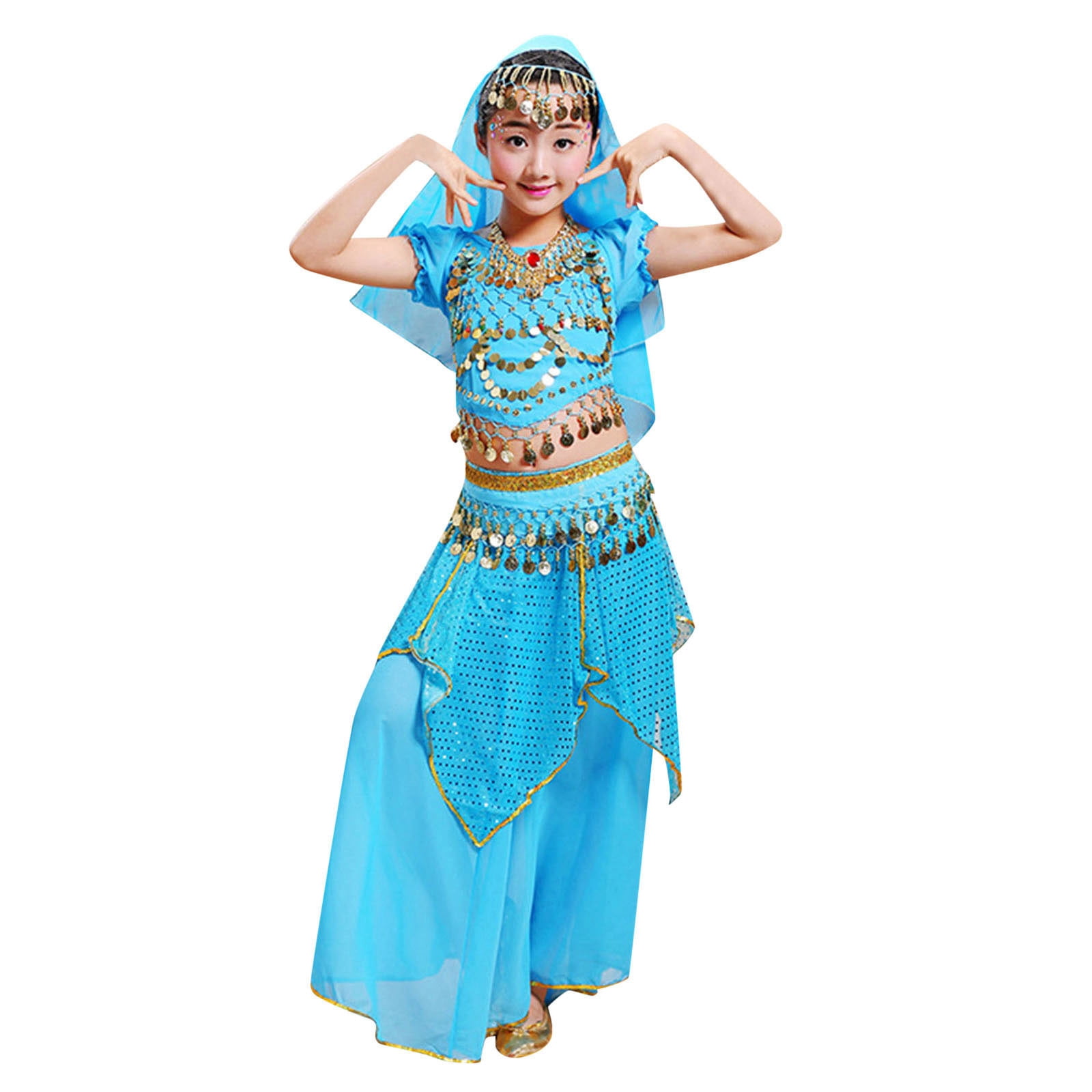 Adeawade Teen Girl Outfits Belly Dance Sequin Dance Hallomas Wear Sets ...