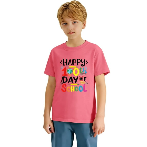 Adeawade Teen Tops For Boys Round Neck Tee Short Sleeve Blouse Solid ...