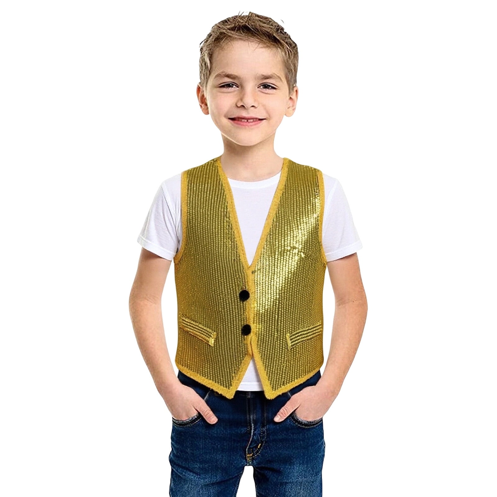Adeawade Toddler Tops For Boys Crewneck Blouse Sleeveless Tee Sequins T ...