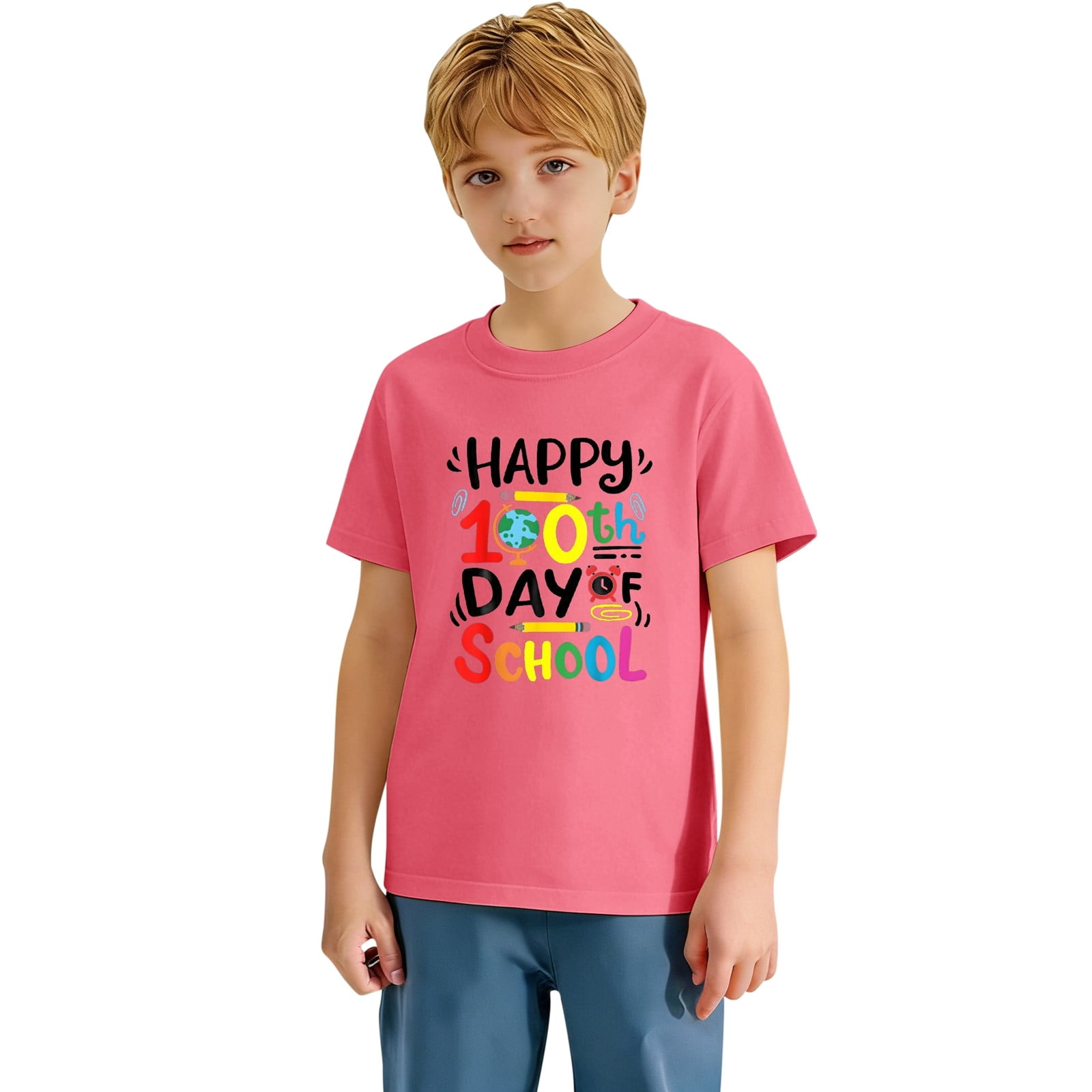 Adeawade Toddler Tops For Boys Round Neck Tee Short Sleeve Blouse Solid ...