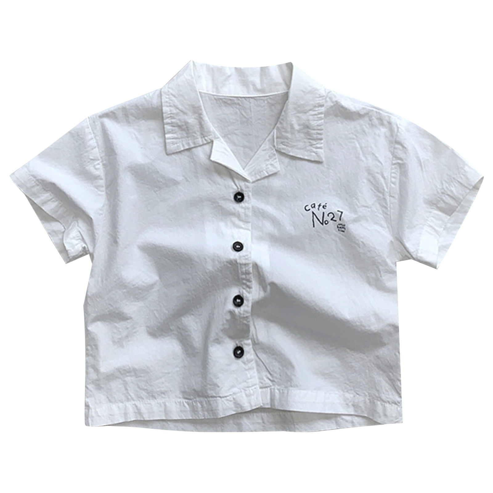 Adeawade Tops For Boy Child Short Sleeve Blouse Round Neck Tee Solid ...