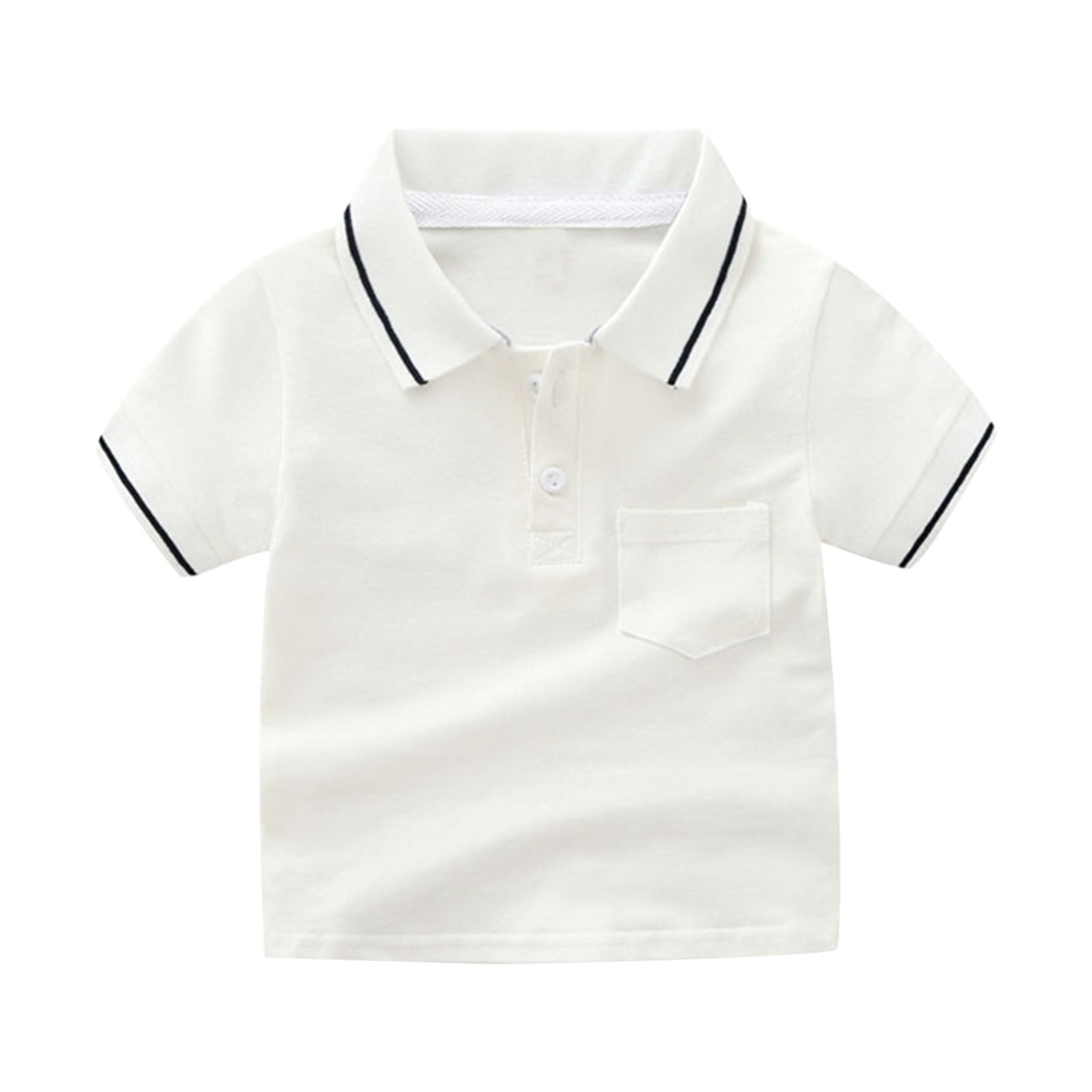 Adeawade Tops For Boy Child Short Sleeve Shirt Lapel Blouse Solid Color ...