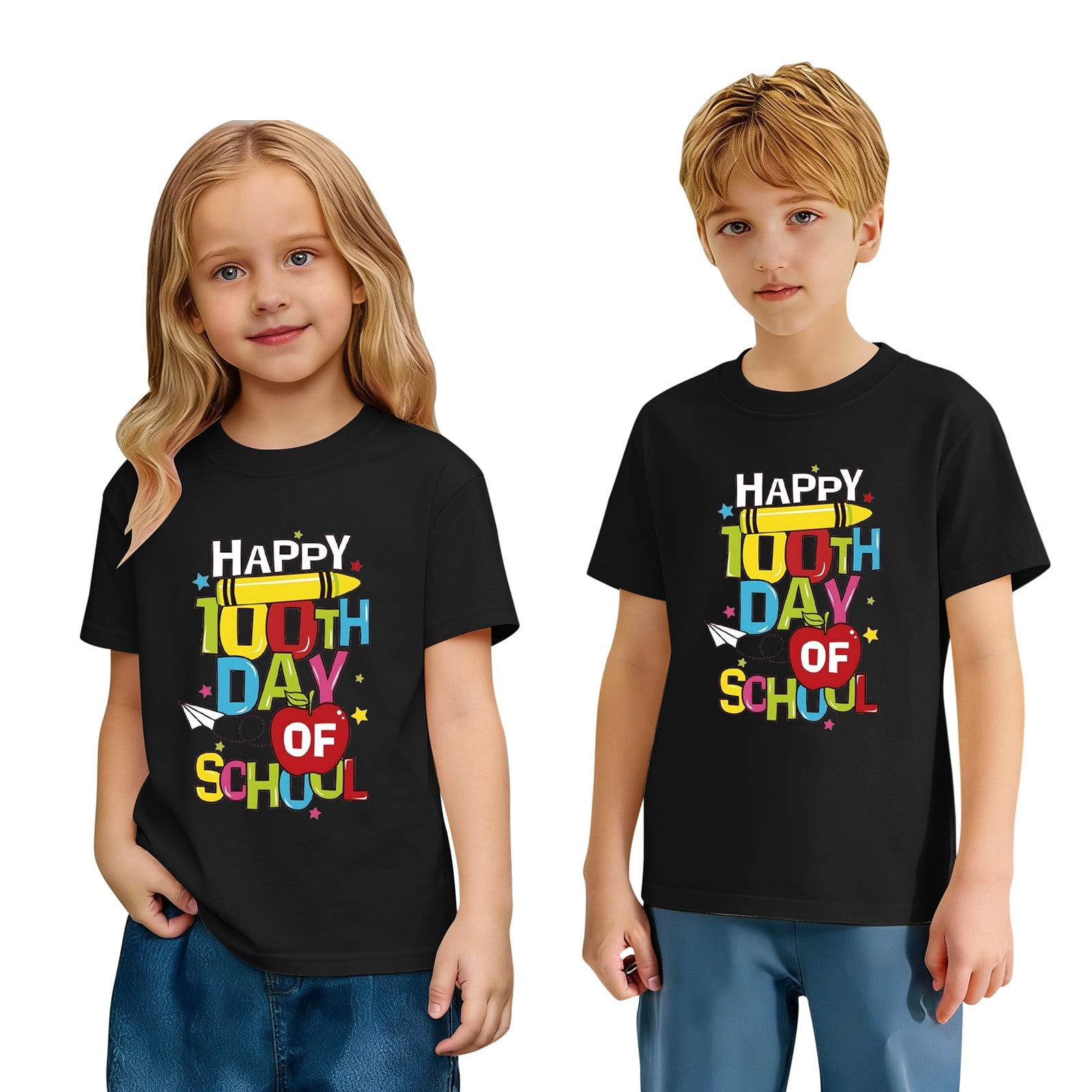 Adeawade Tops For Boys Short Sleeve Tee Graphic Print Blouses Shirt For ...