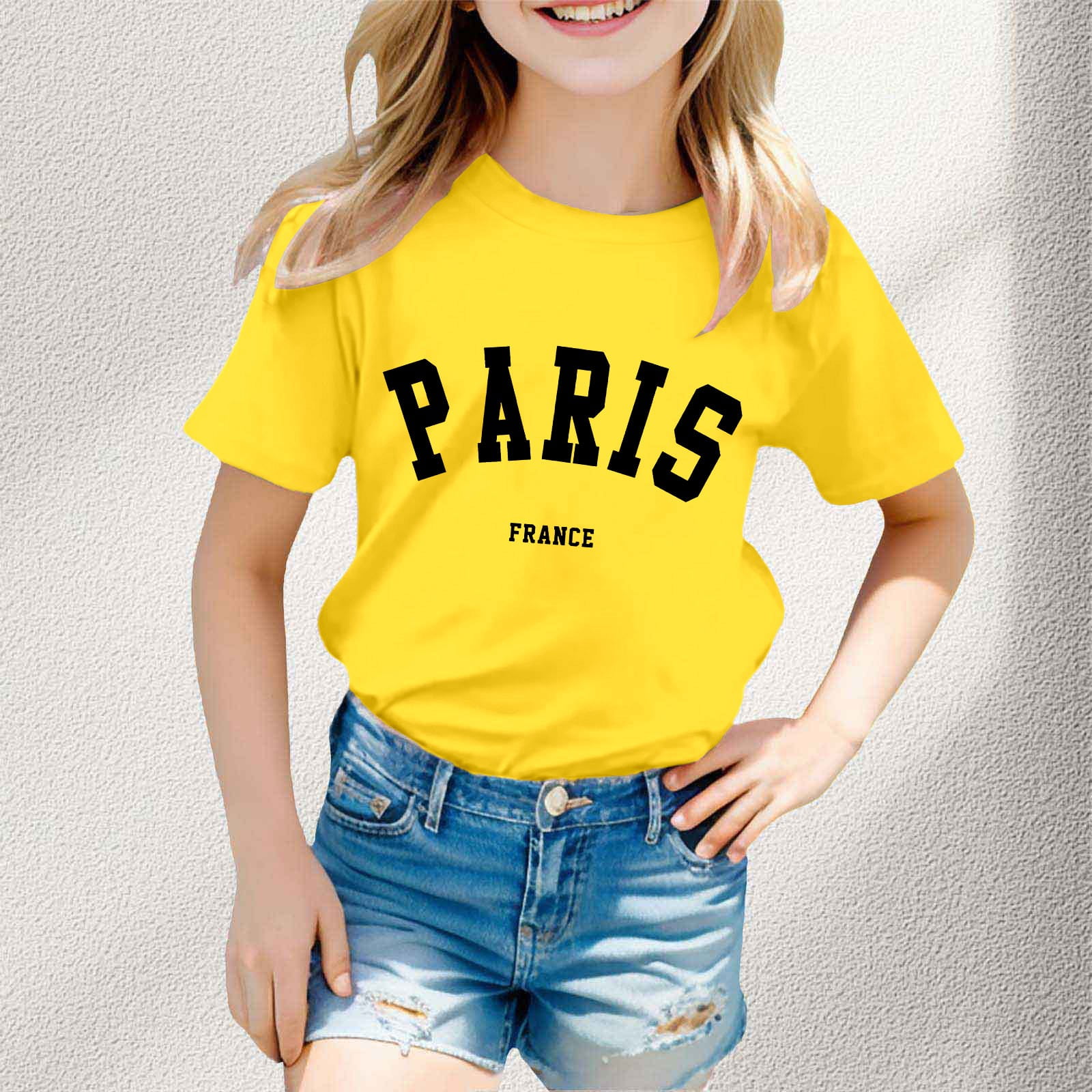 Adeawade Tops For Girl Short Sleeve Boy And Girl Cartoon Letter Print ...