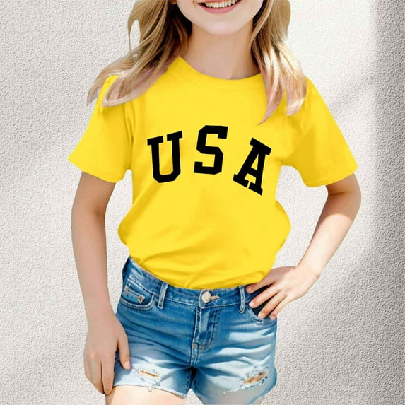 Adeawade Tops For Girl Short Sleeve Tee Boy And Girl Cartoon Letter ...
