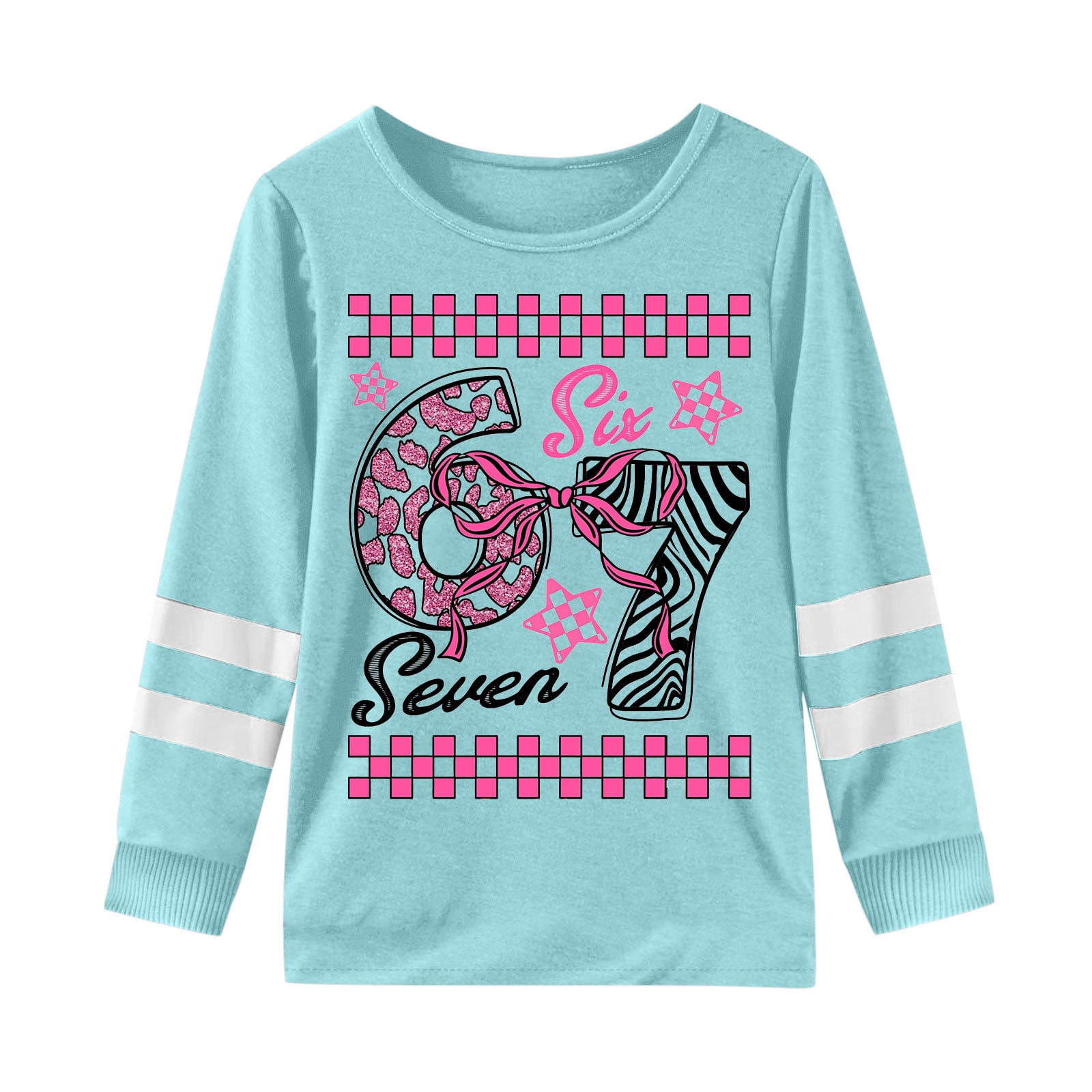 Adeawade Tops For Girls Crewneck Blouse Long Sleeve Cartoon Graphic ...
