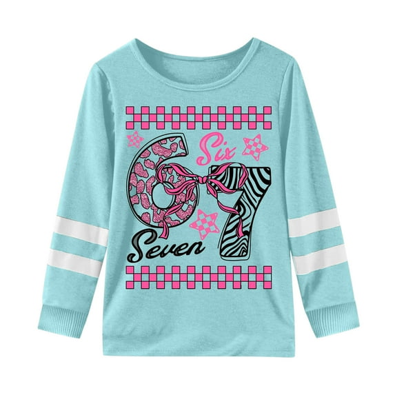 Adeawade Tops For Girls Crewneck Blouse Long Sleeve Cartoon Graphic ...