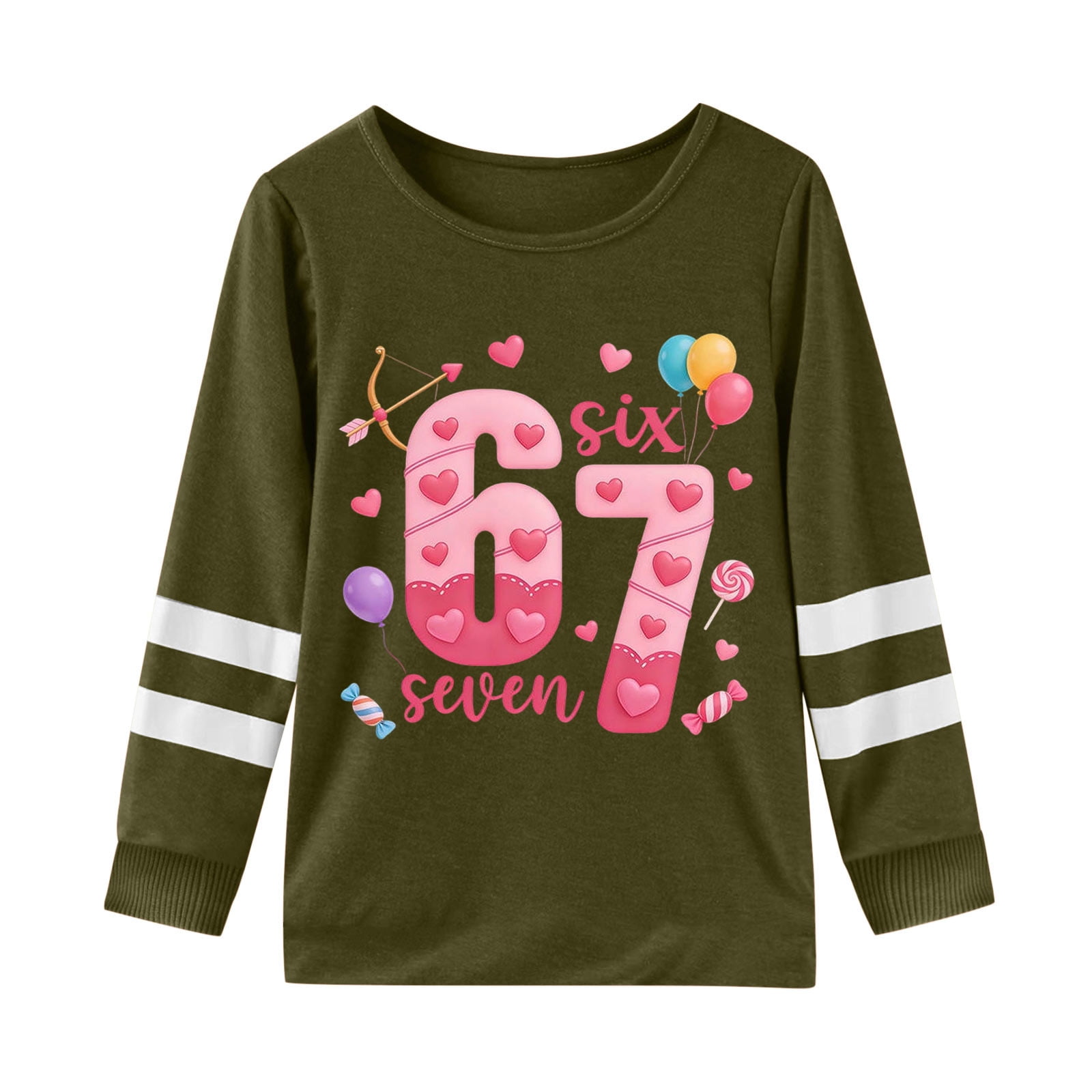 Adeawade Tops For Girls Long Sleeve Blouse Grahic Prints Crewneck T ...