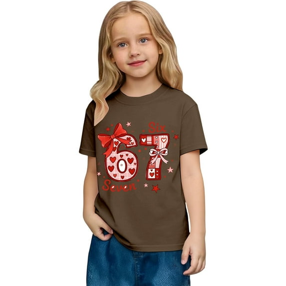 Adeawade Tops For Girls Short Sleeve Blouse Crewneck Cartoon Graphic ...