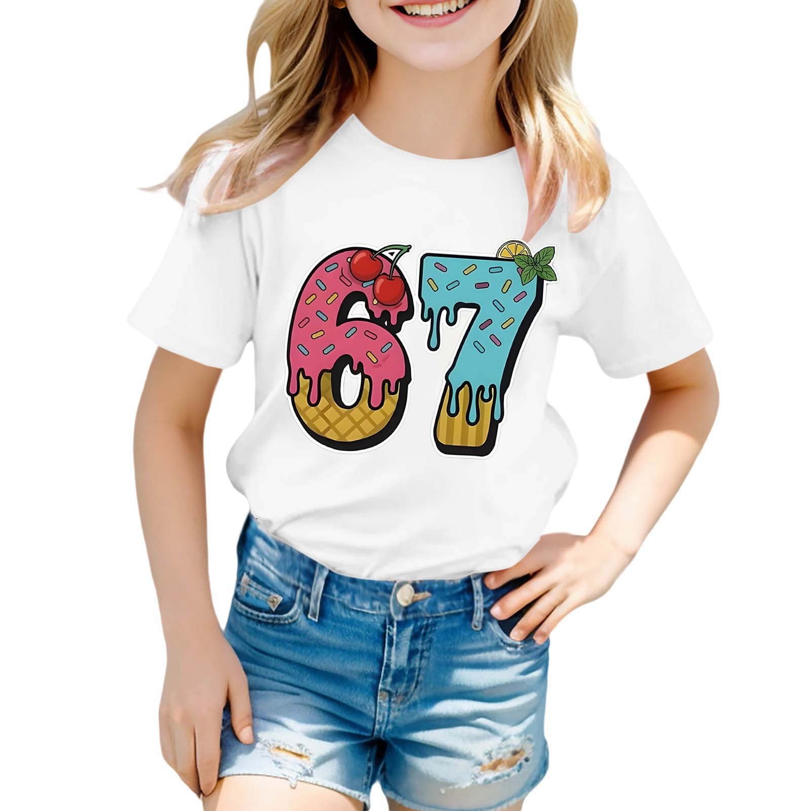 Adeawade Tops For Girls Short Sleeve Crewneck T Shirts Number Print ...