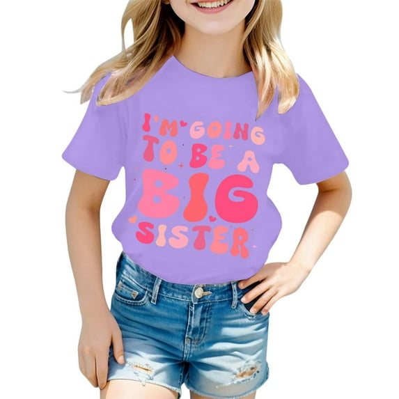 Adeawade Tops For Girls Short Sleeve Tee Children'S Letter Prints Top ...