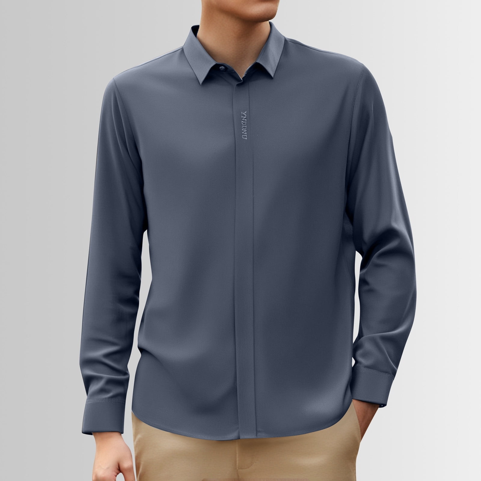 Adeawade Tops For Mens Long Sleeve Stretch Mens Dress Shirts Slim Fit Dress Shirts For Men ...