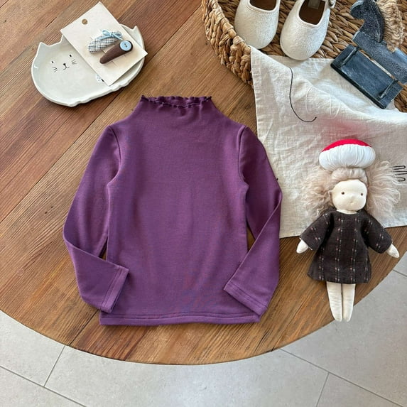 Adeawade Tops For Girl Long Sleeve Thermal Shirt Lace Trim For Toddler ...