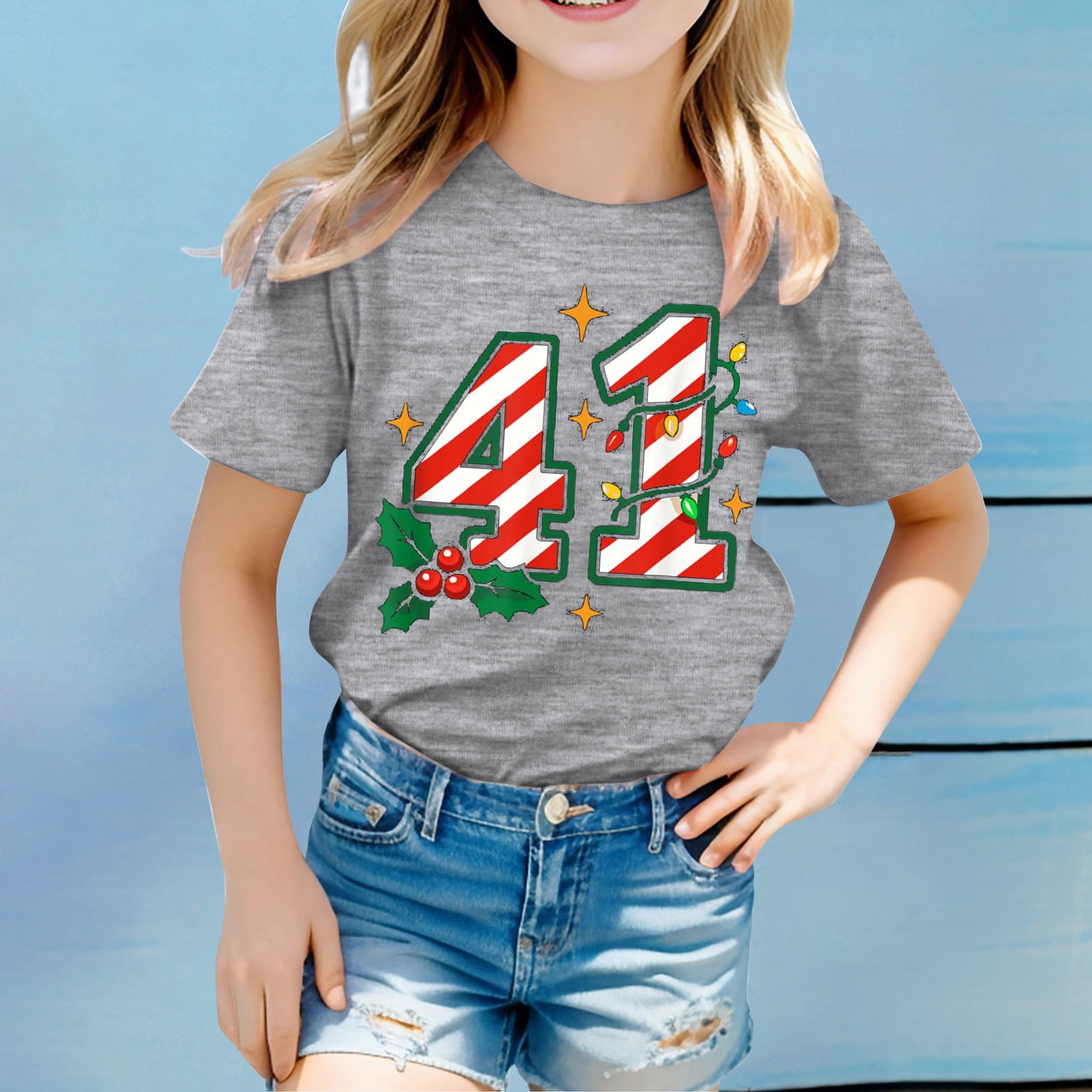 Adeawade Tops For Girl Short Sleeve Tee Graphic Print Colorful Blouses ...