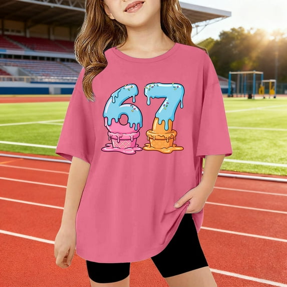 Adeawade Tops For Girl Short Sleeve Tee Graphic Print Summer Top ...