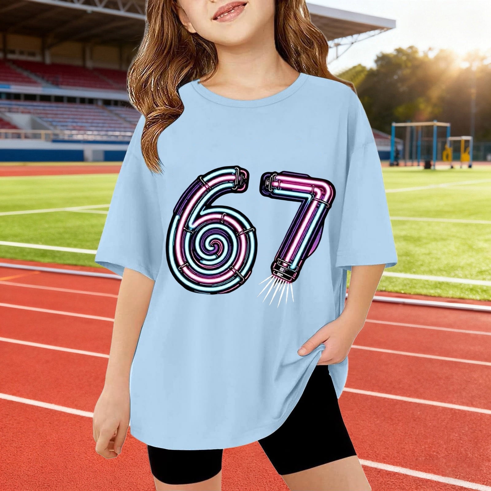 Adeawade Tops For Girl Short Sleeve Tee Summer Cartoon Number Print Top ...