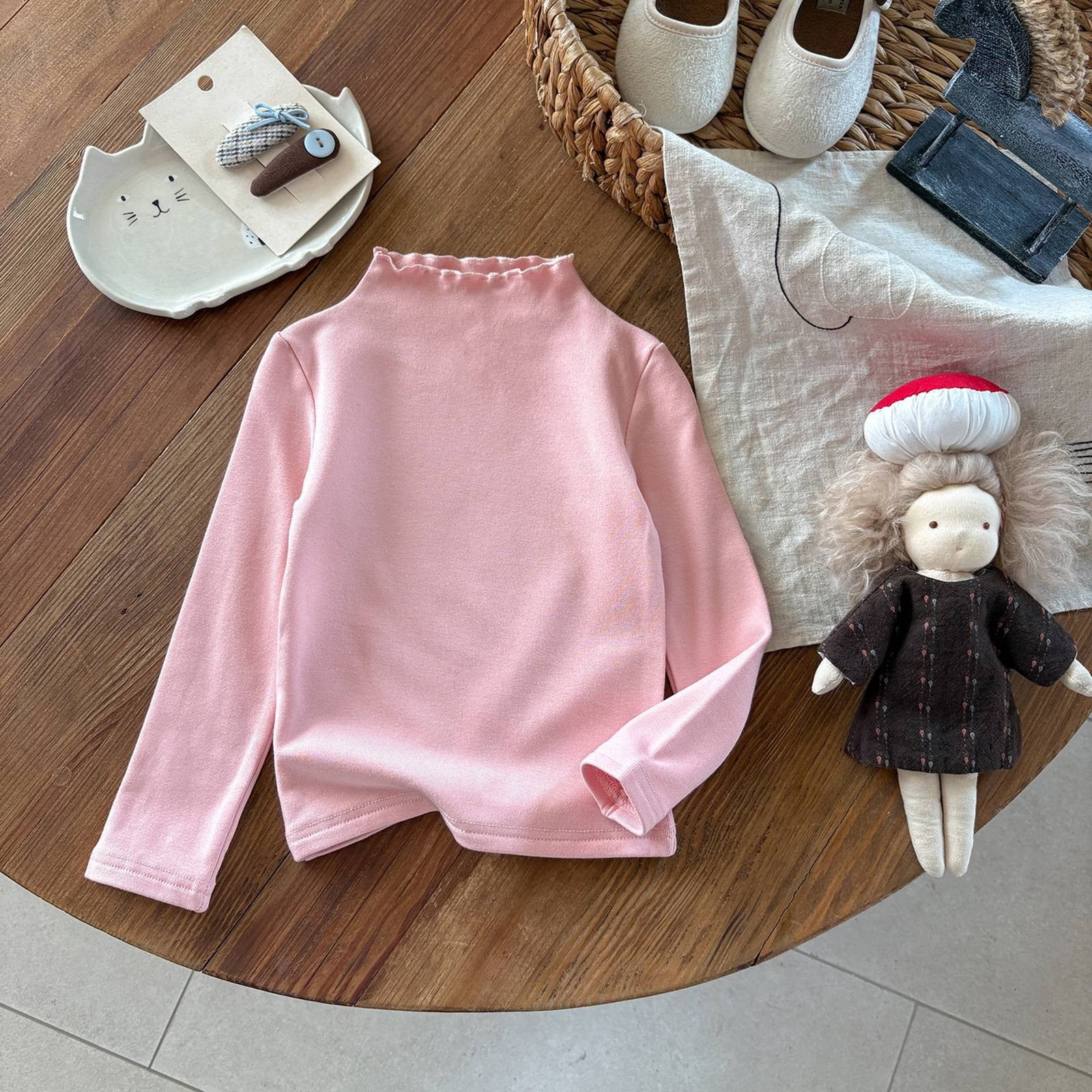 Adeawade Tops For Girls Long Sleeve Thermal Shirt Lace Trim For Toddler ...