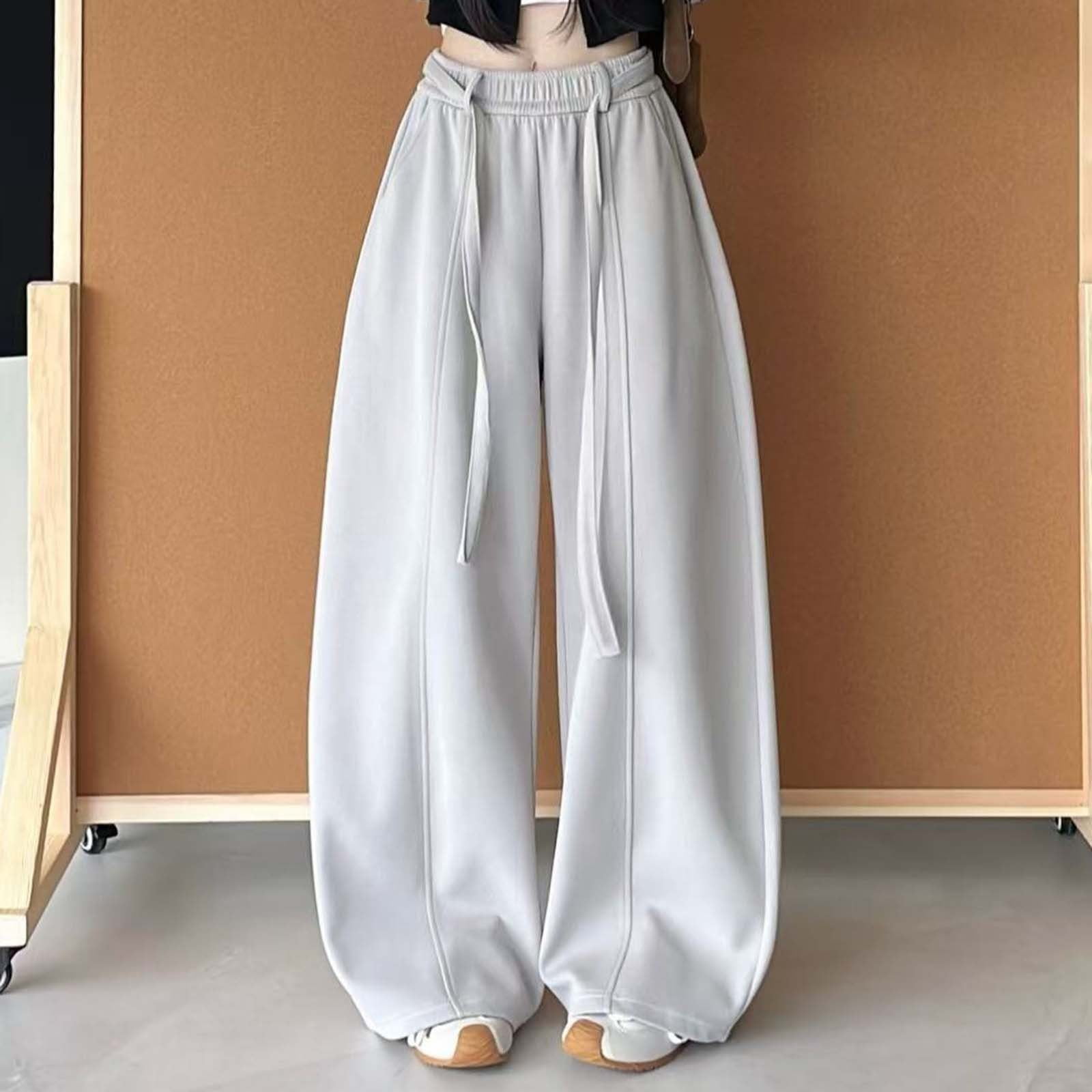 Adeawade Trousers For Women Retro Saber Cutpants High Waist Flowy Wide ...