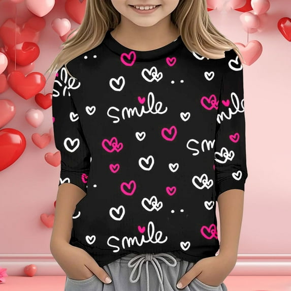 Adeawade Valentine'S Day Girls T Shirts Crew Neck Tee Long Sleeve T ...