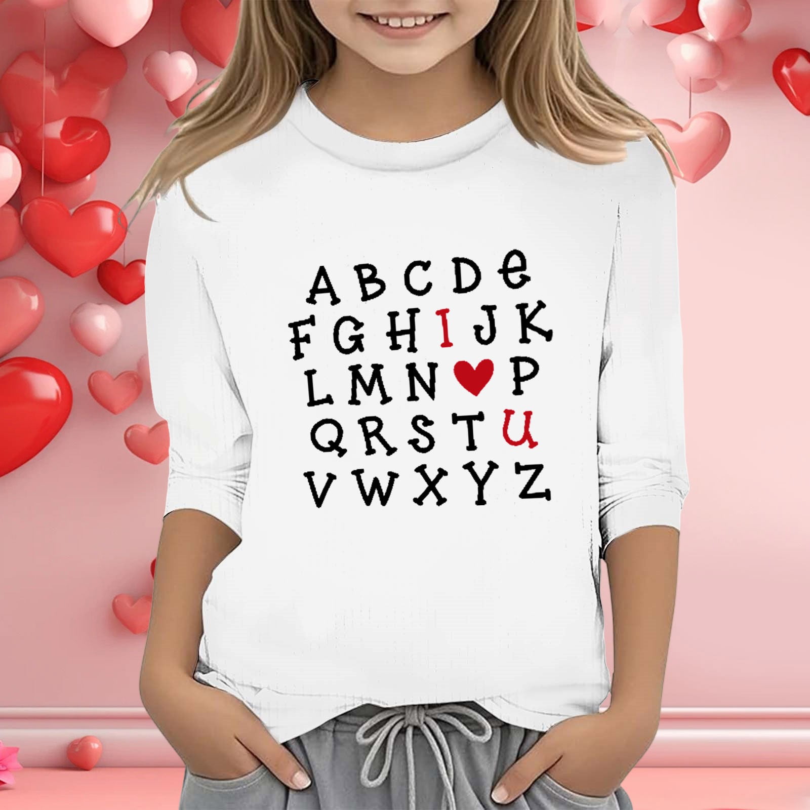 Adeawade Valentine'S Day Girls T Shirts Crew Neck Tee Long Sleeve T ...