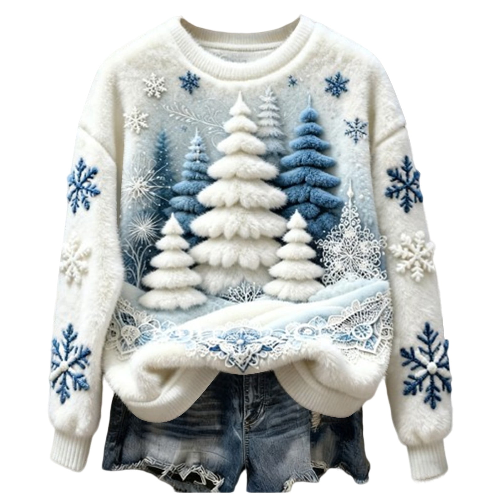 Adeawade Winter Sweaters For Women Christmas Long Sleeve Xmas Festive ...