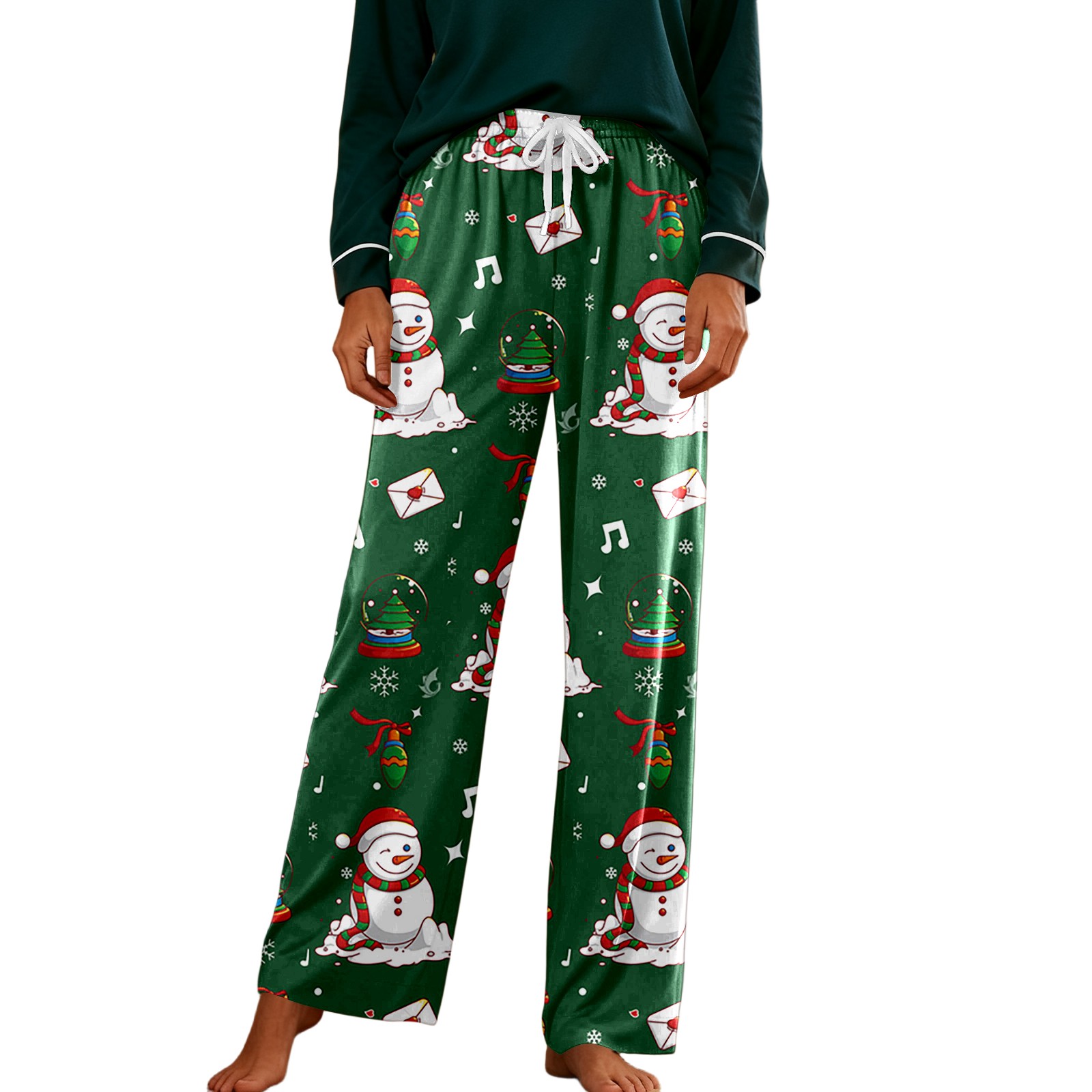 Adeawade Women Christmas Pajmas Pants Winter Slacks High Waist Pjs ...