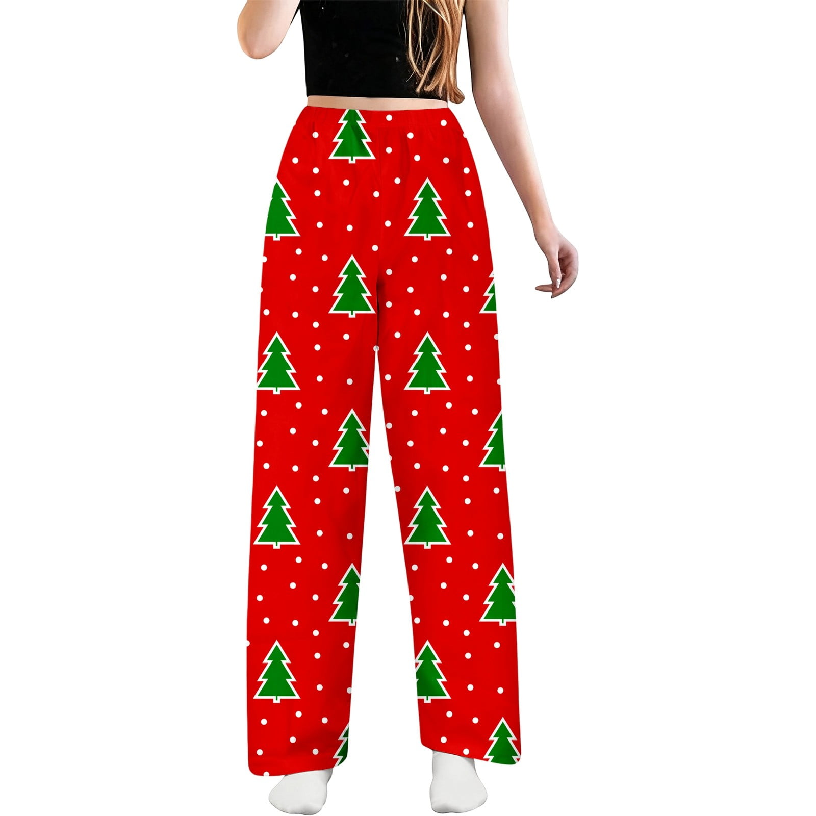 Adeawade Women Christmas Pajmas Pants Winter Slacks High Waist Pjs ...