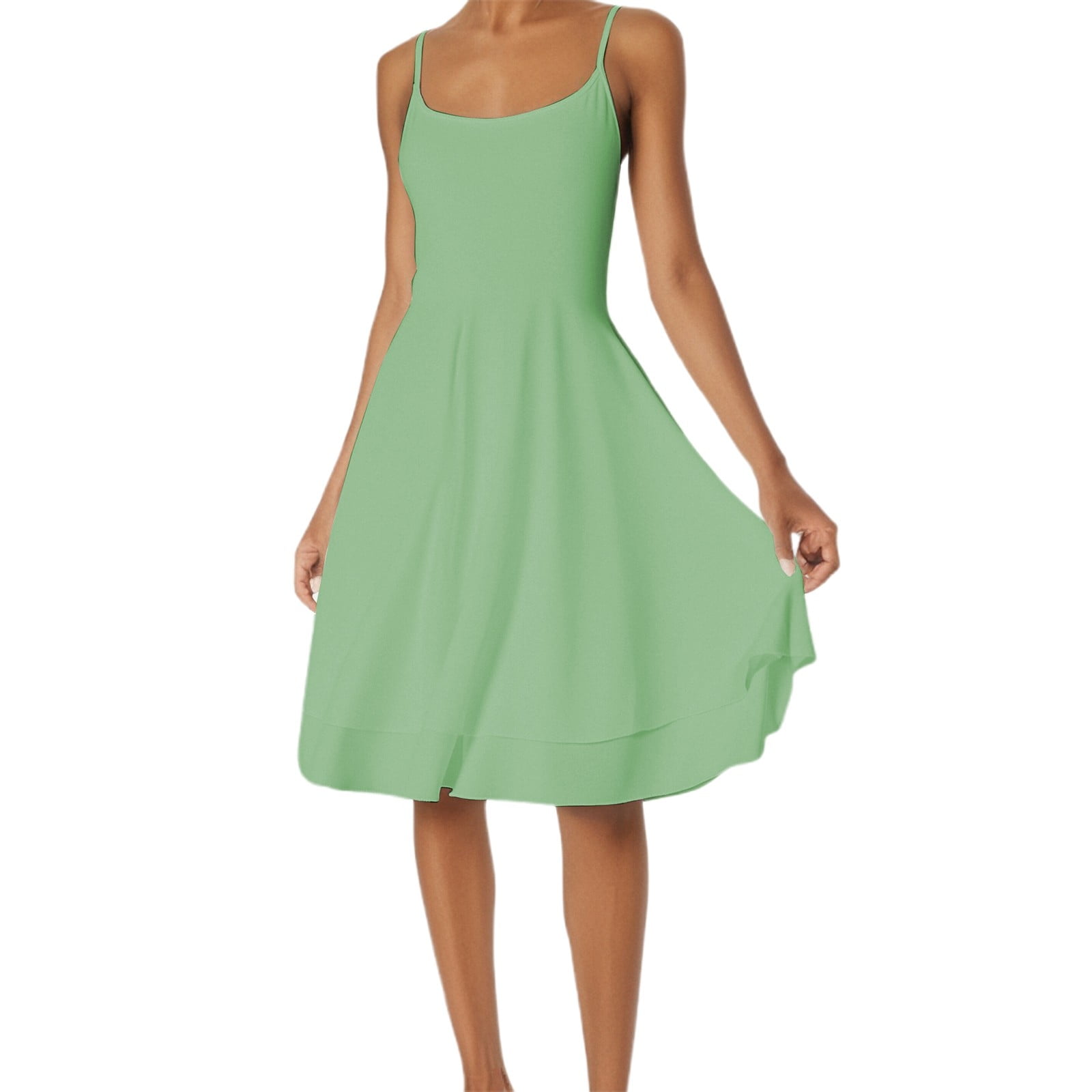Adeawade Women Dresses Square Neck Sleeveless Waist Pleated Mini Dress ...