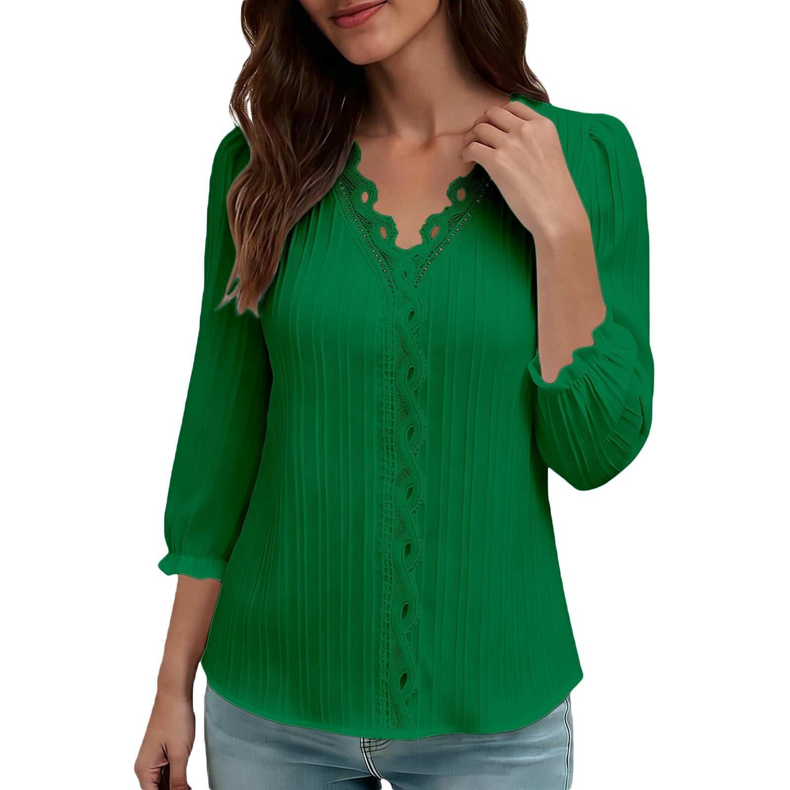 Adeawade Women Long Sleeve Tops Round Neck T Shirt Summer Solid Color ...