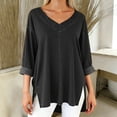 Adeawade Women Long Sleeve Tops V Neck Summer Loose Fit T Shirt Solid ...