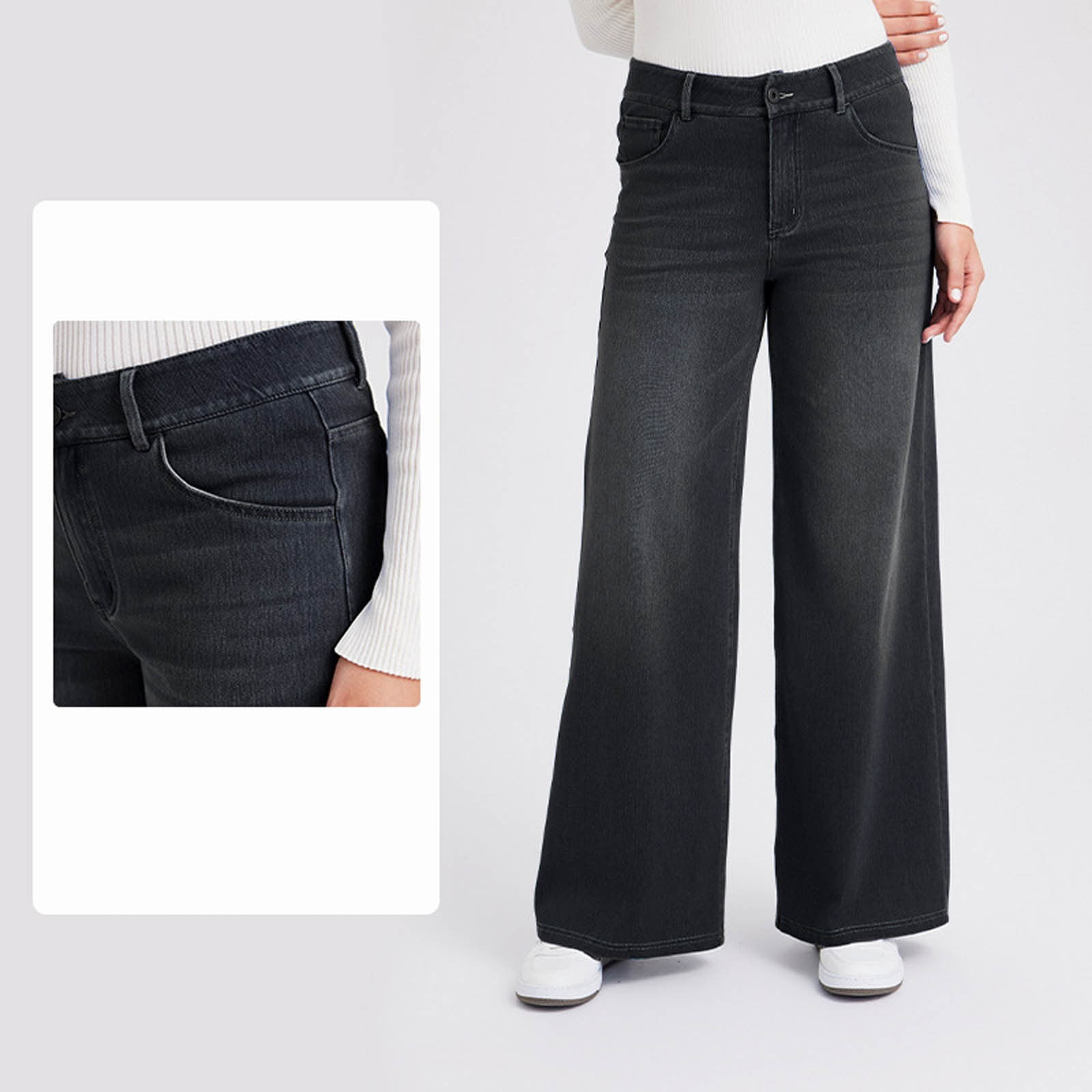 Adeawade Women'S Pants High Waist Stretch Denim Flare Pants With ...
