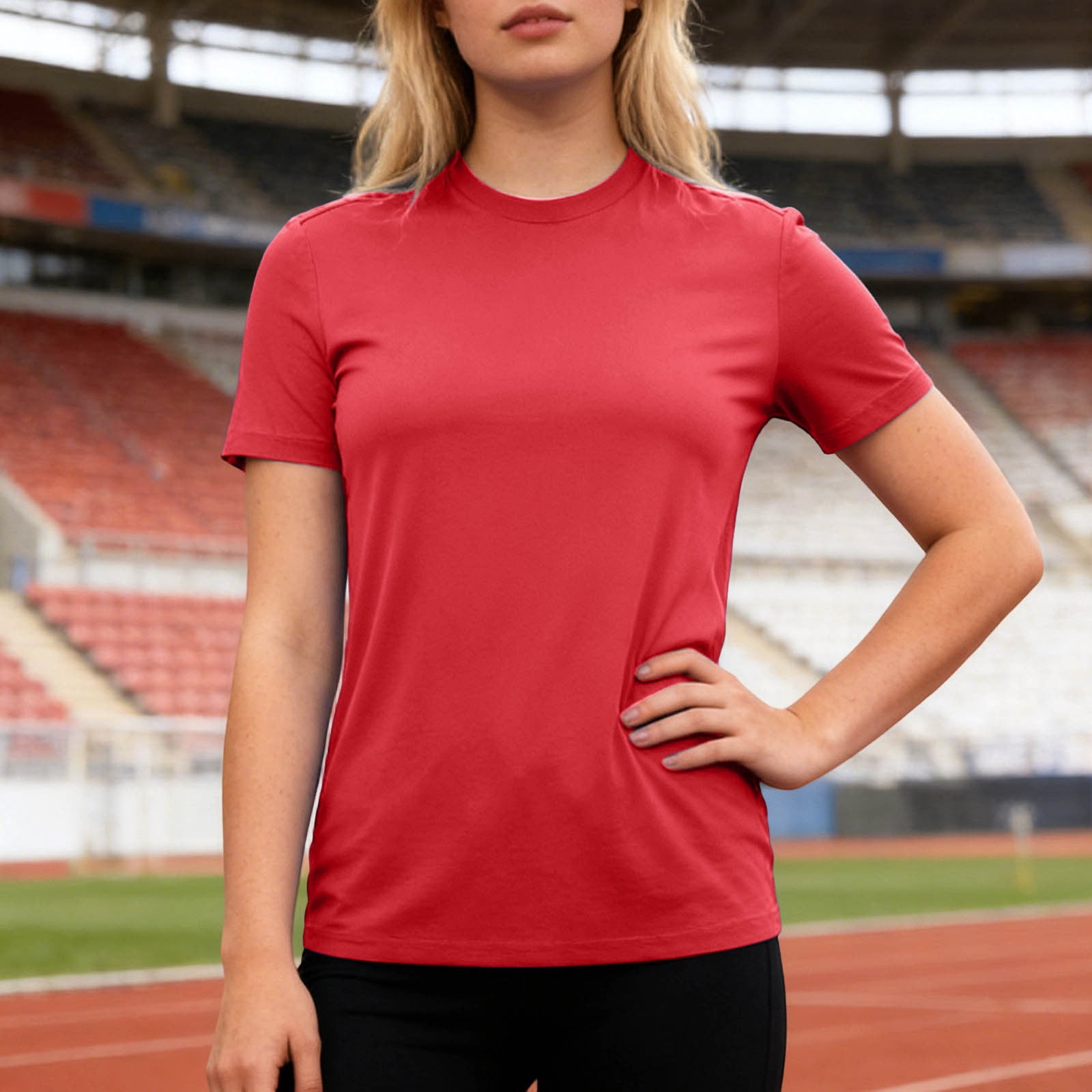 Adeawade Women Short Sleeve Tops O Neck T Shirt Summer Solid Color Tee ...