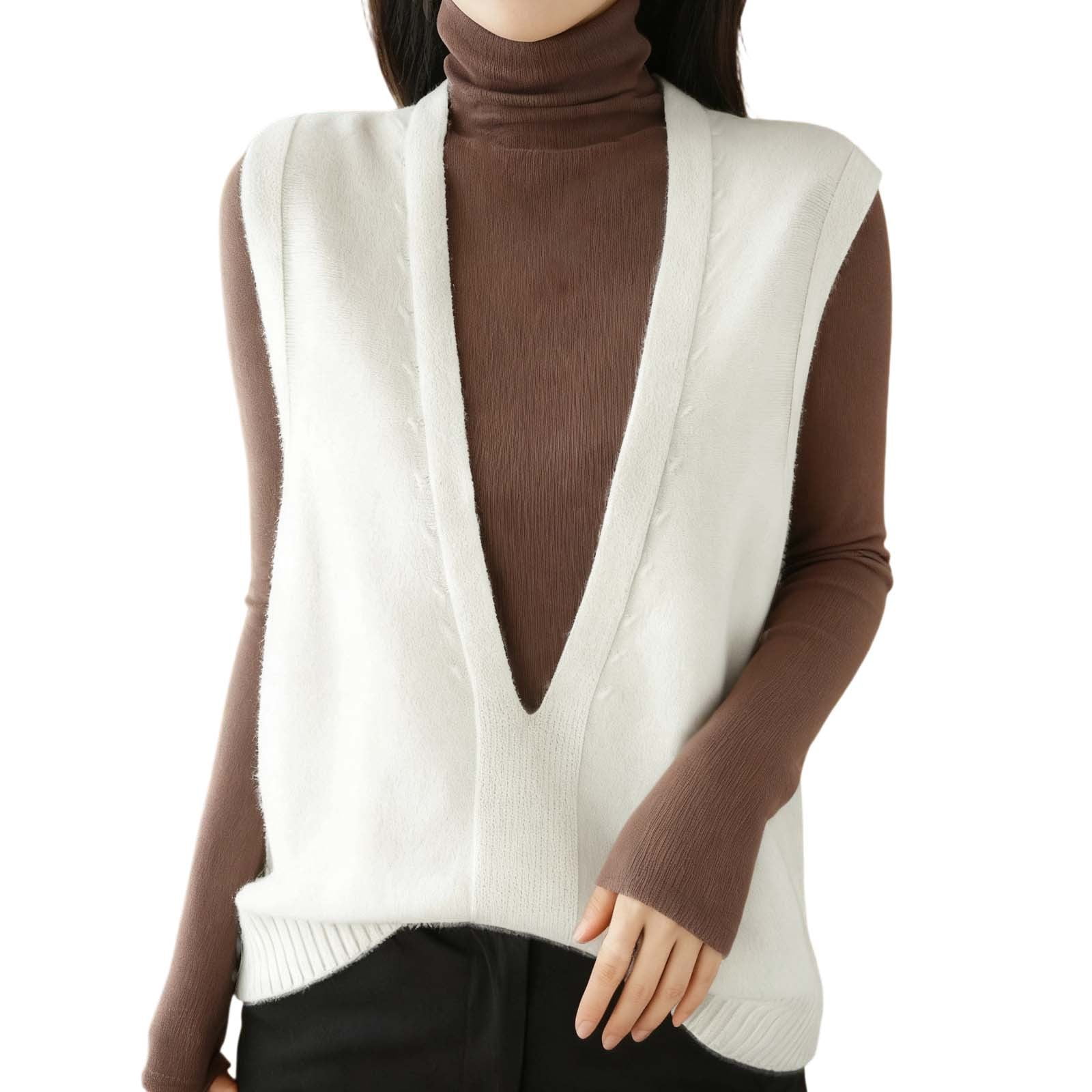 Adeawade Women Sweaters Knit Collar Sweater Vest Pullover Sleeveless ...
